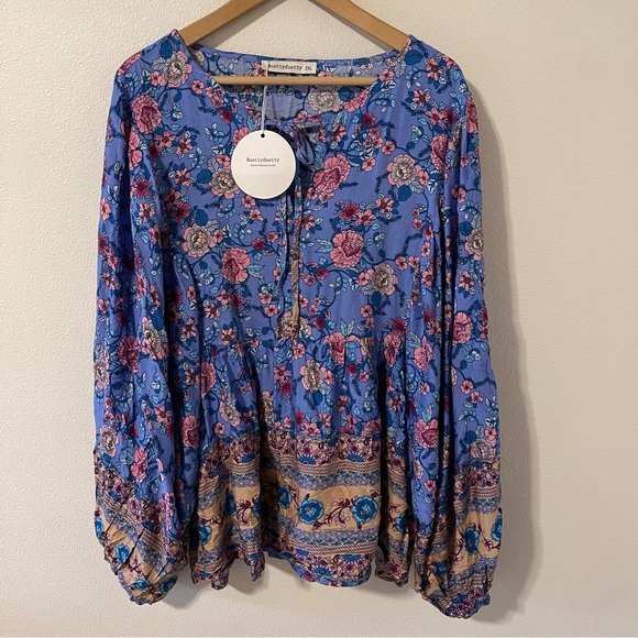 Rustttydustty | Tops | Rusttydustty Bohemian Floral Peasant Blouse Neck ...